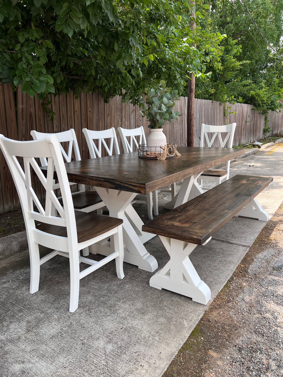 Della Herringbone Top Pattern Dining Table Set - Bench & Chairs Set ...